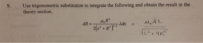 Solved Use trigonometric substitution to integrate the | Chegg.com