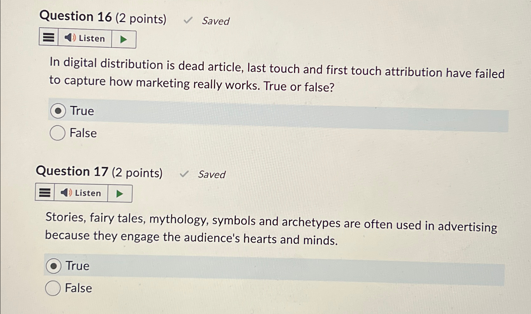 Solved Question 16 (2 ﻿points) ﻿SavedListenIn digital | Chegg.com