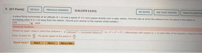 Solved 6. [0/1 Points] DETAILS PREVIOUS ANSWERS SCALCET8 | Chegg.com