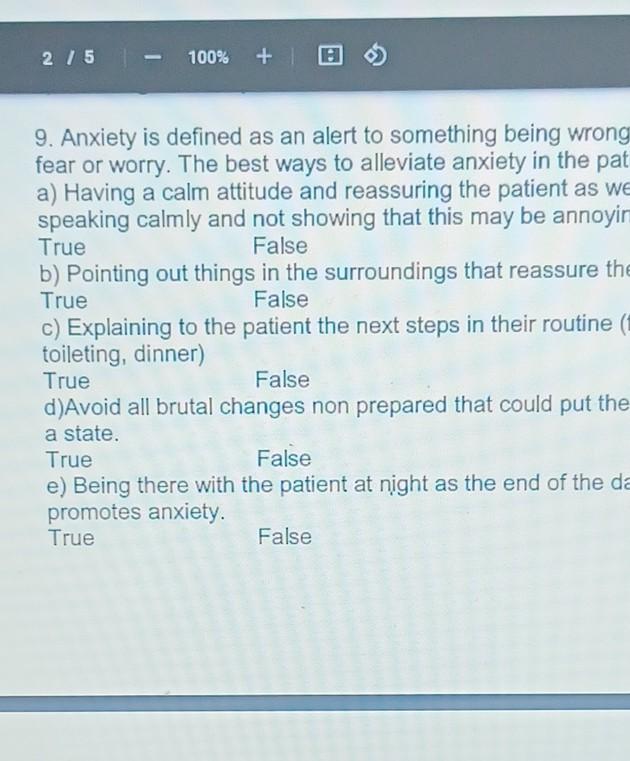 Solved 9. Anxiety is defined as an alert to something being | Chegg.com