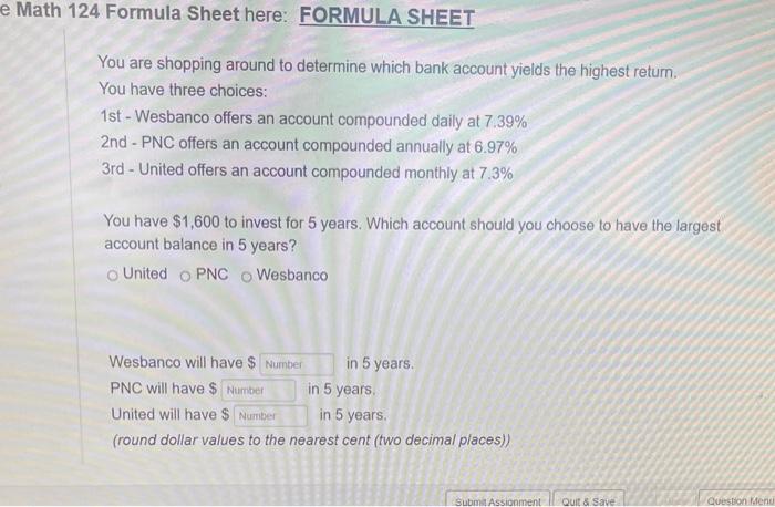 Solved Math 124 Formula Sheet here: FORMULA SHEET You are | Chegg.com