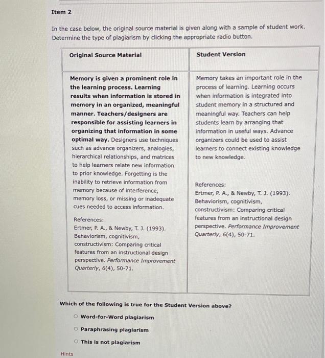 In the case below, the original source material is | Chegg.com