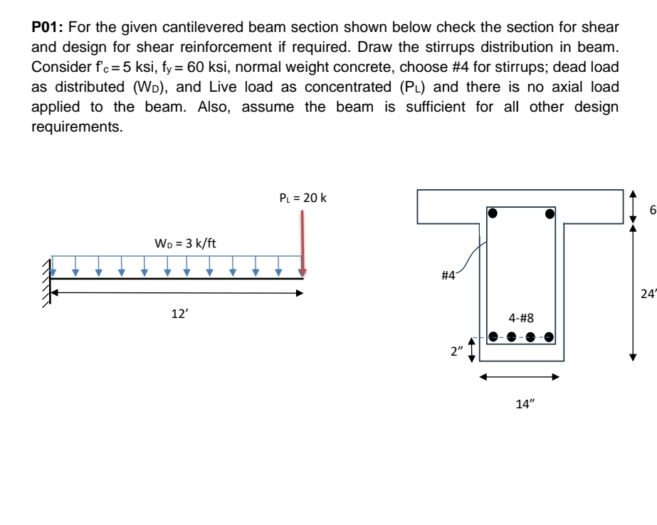 Solved P01: For the given cantilevered beam section shown | Chegg.com
