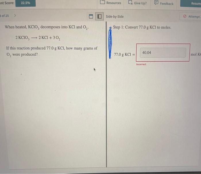 Solved When heated, KClO3 decomposes into KCl and O2. Step | Chegg.com