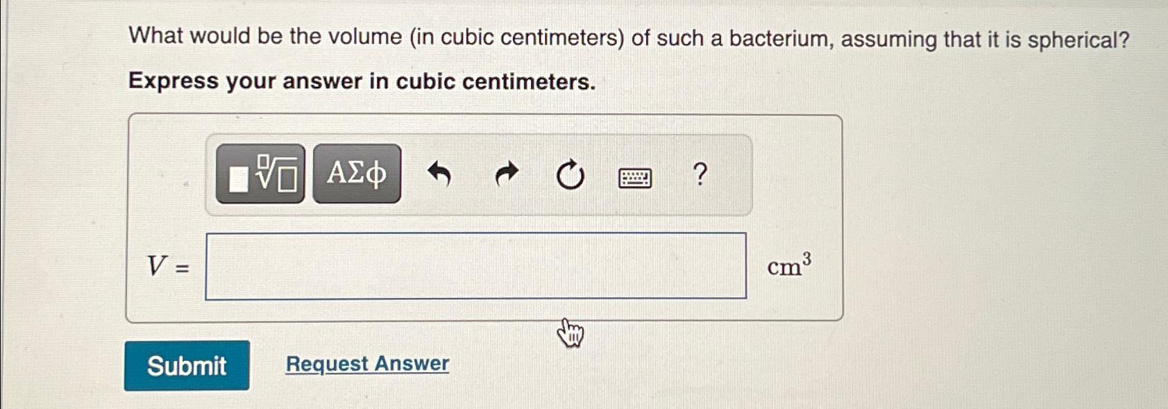 What would be the volume (in cubic centimeters) ﻿of | Chegg.com