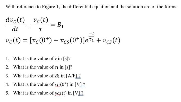Solved With reference to Figure 1, the differential equation | Chegg.com