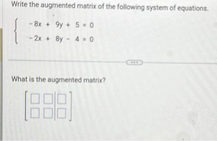 Solved Write the augmented matrix of the following system of | Chegg.com