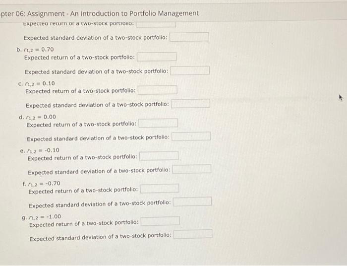 Solved Chapter 06: Assignment - An Introduction to Portfolio | Chegg.com