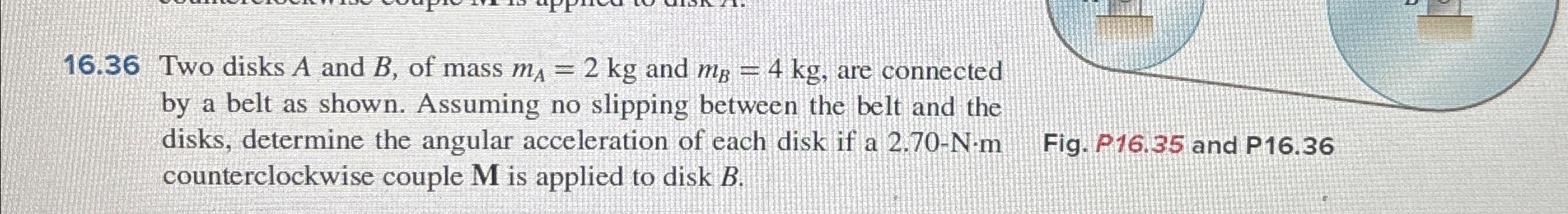 Solved 16.36 ﻿Two disks A and B, ﻿of mass mA=2kg ﻿and | Chegg.com