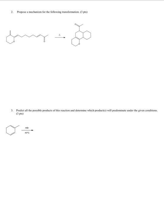 Solved 1. Predict the products for each of the following | Chegg.com