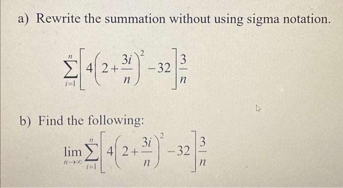Solved a) Rewrite the summation without using sigma | Chegg.com