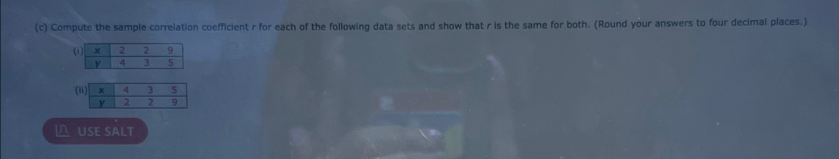 Solved (c) ﻿Compute the sample correlation coefficient r | Chegg.com