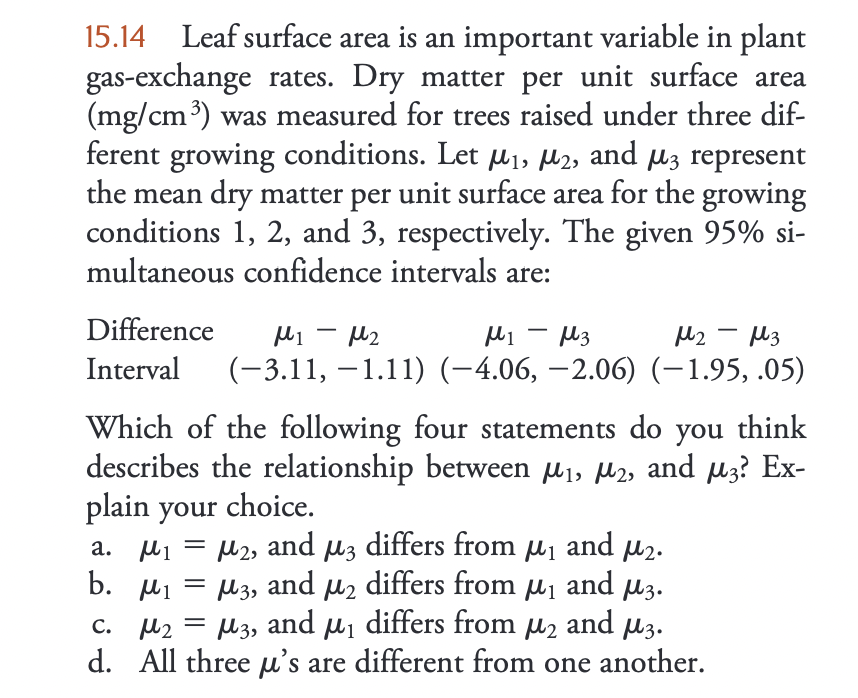 Solved Leaf surface area is an important variable in | Chegg.com