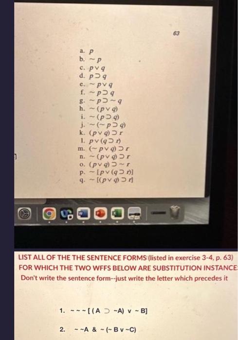 Solved THE SENTENCE FORMS (listed in exercise 3-4, p. 63) | Chegg.com