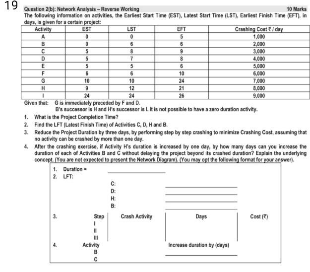 Solved 19 A B 0 0 D 6 G Question 2(b): Network Analysis - | Chegg.com