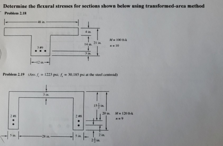 Solved Determine the flexural stresses for sections shown | Chegg.com