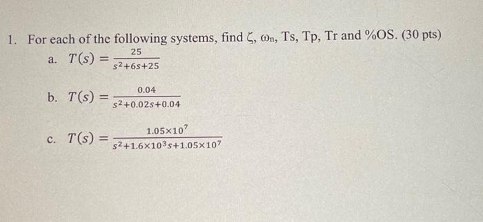 Solved 1. For each of the following systems, find | Chegg.com