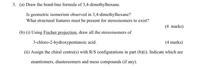 Solved 3. (a) Draw the bond-line formula of | Chegg.com