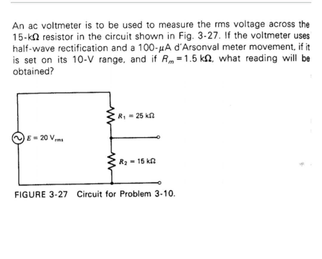 Solved An ac voltmeter is to be used to measure the rms | Chegg.com