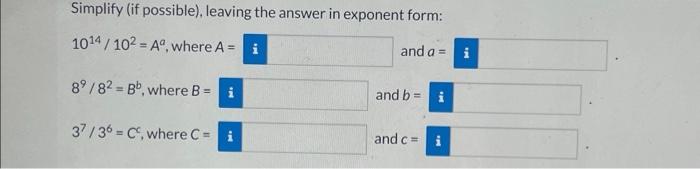 Solved help!!!Simplify (if possible), leaving the answer in | Chegg.com