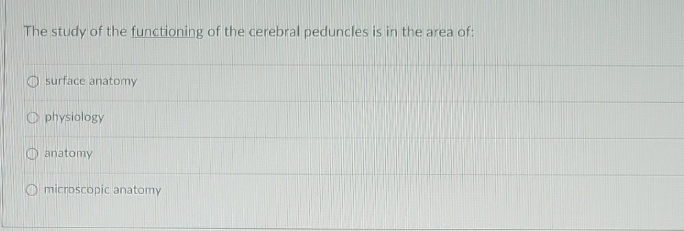 Solved The study of the functioning of the cerebral | Chegg.com