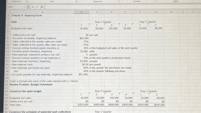 Solved 842 B. c. D E H 1 Chapter 8: Applying Excel 3. Data 5 | Chegg.com