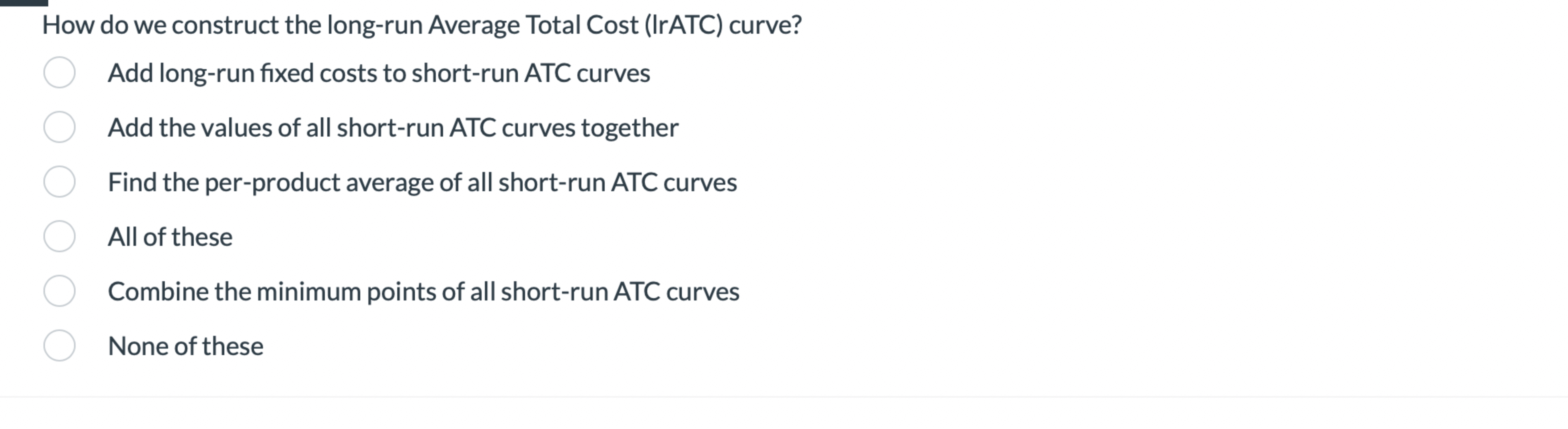 Solved How do we construct the long-run Average Total Cost | Chegg.com