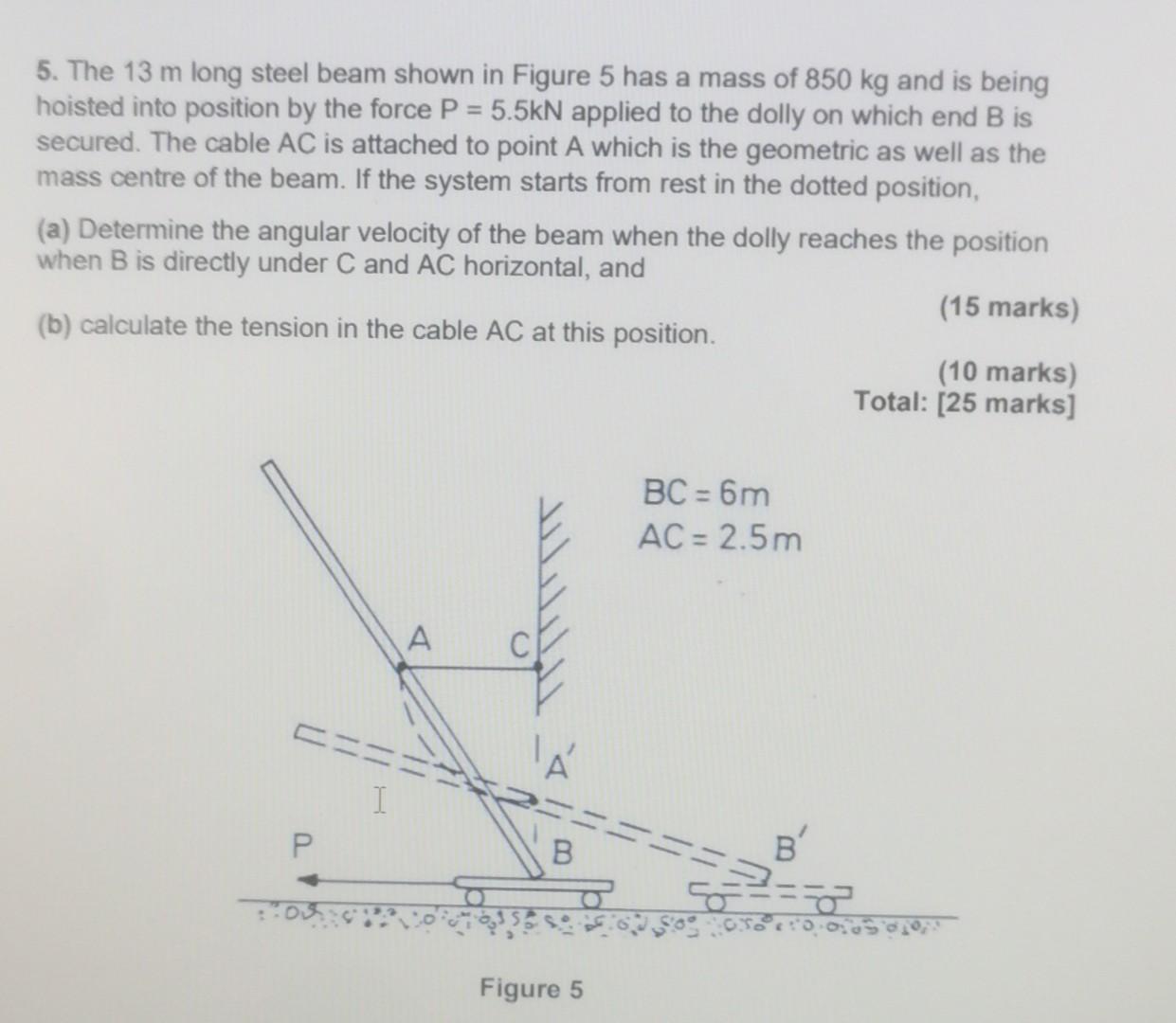 Solved 5. The 13 m long steel beam shown in Figure 5 has a | Chegg.com