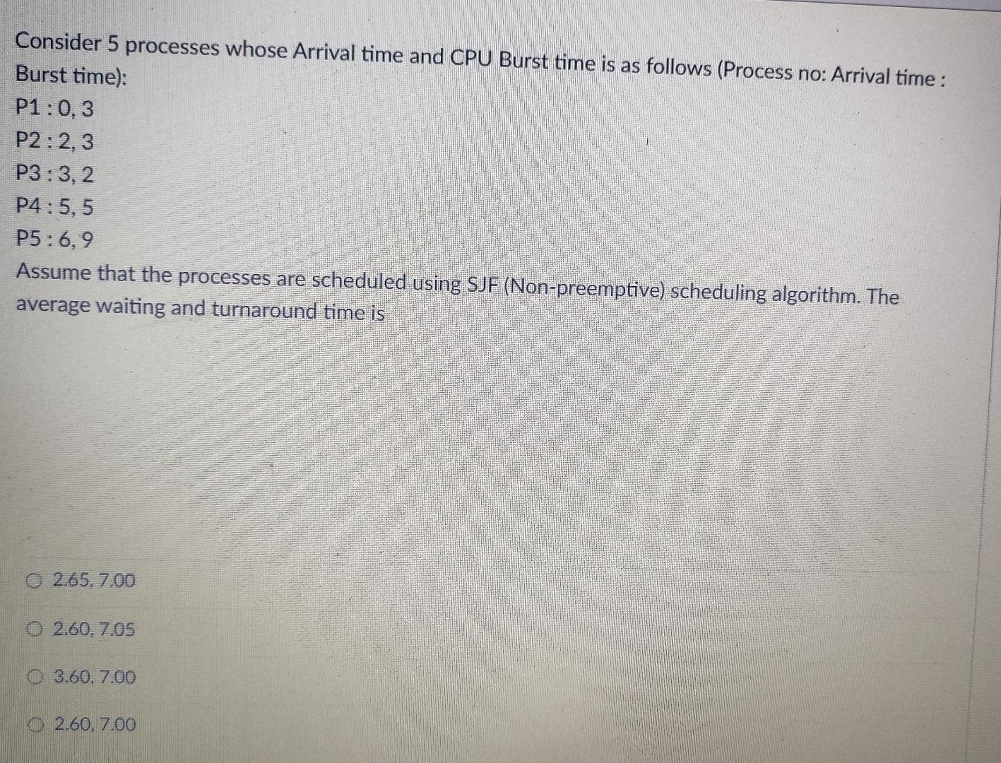 Solved Consider 5 ﻿processes whose Arrival time and CPU | Chegg.com