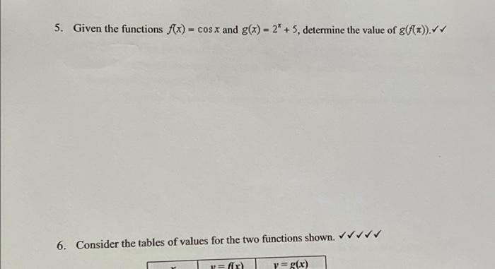 Solved Only do 5 please5. Given the functions f(x) = cos x | Chegg.com
