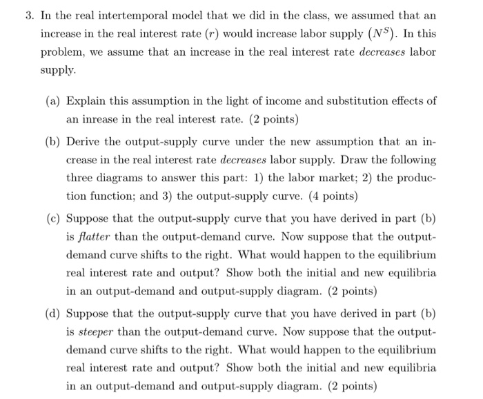 3. In the real intertemporal model that we did in the | Chegg.com
