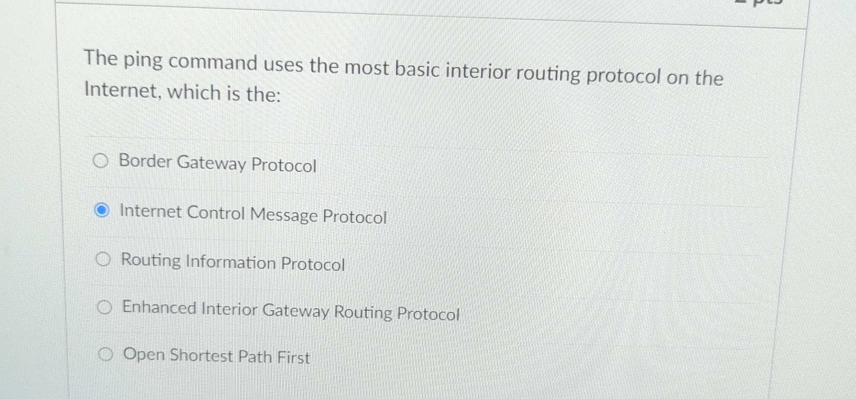 Solved The ping command uses the most basic interior routing | Chegg.com