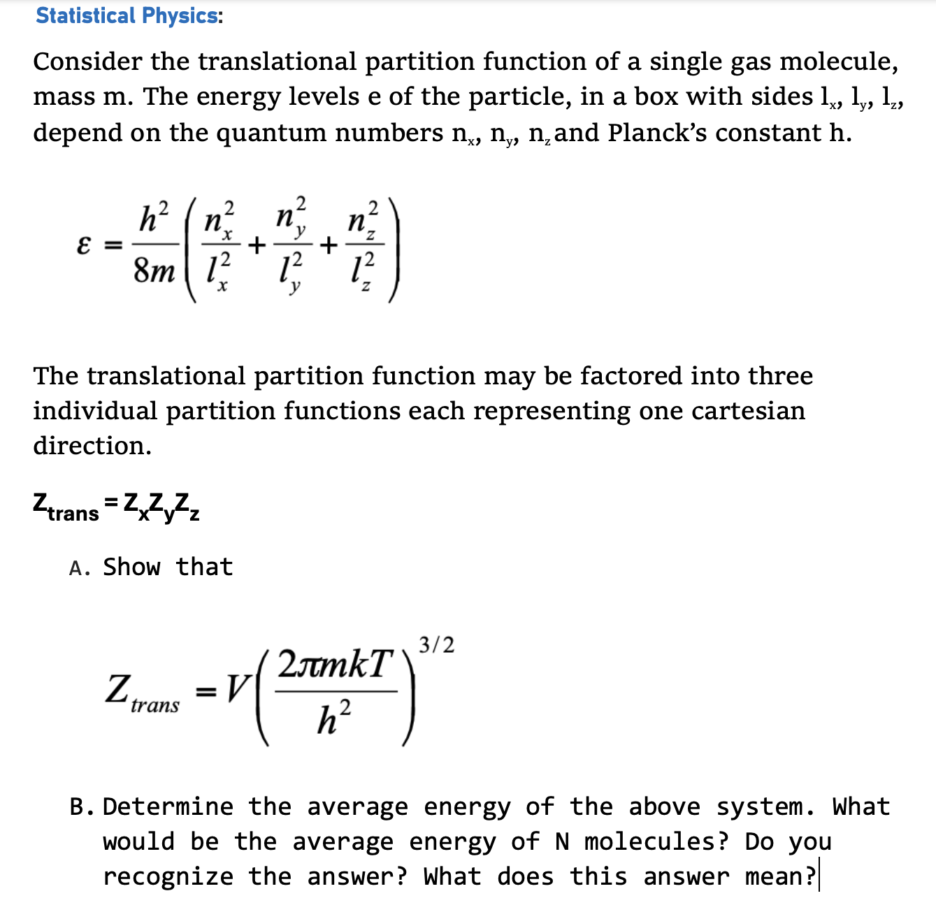 Solved Statistical Physics Consider The Translational