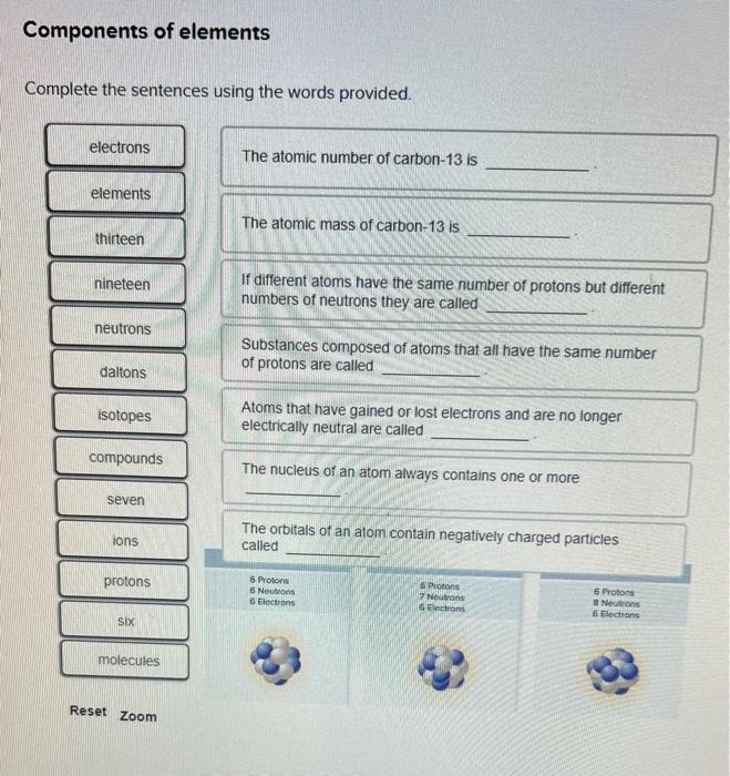Solved Components of elements Complete the sentences using | Chegg.com
