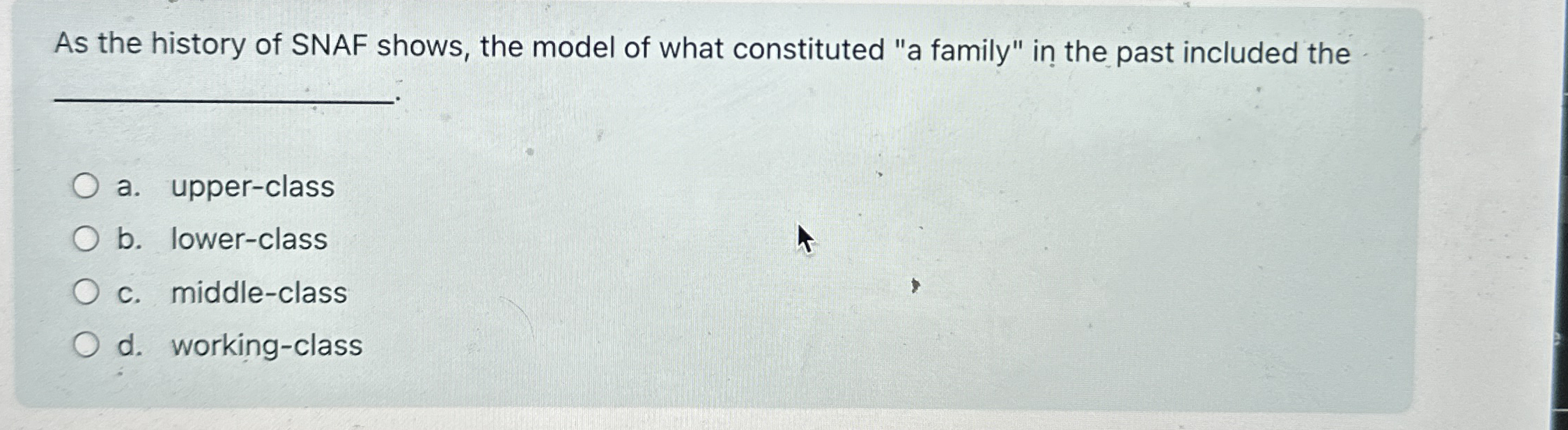 Solved As the history of SNAF shows, the model of what | Chegg.com