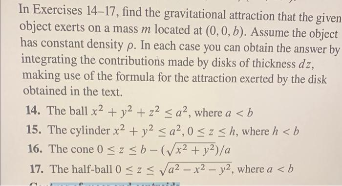 Solved In Exercises 14-17, find the gravitational attraction | Chegg.com