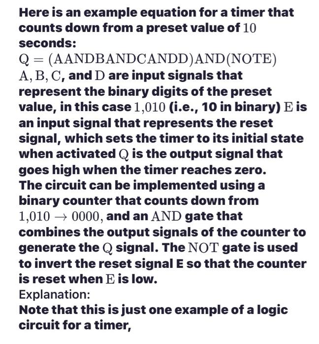 Solved Here is an example equation for a timer that counts | Chegg.com