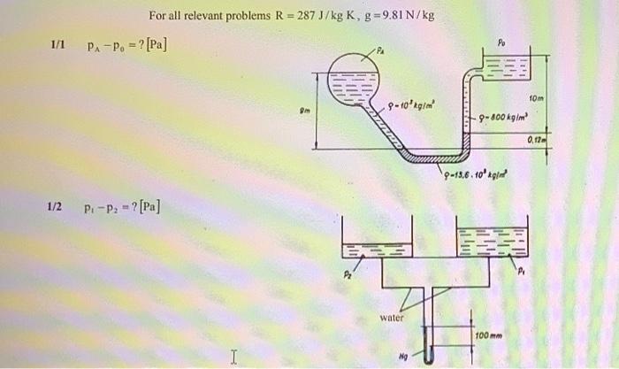 For all relevant problems R=287 J/kgK,g=9.81 N/kg | Chegg.com