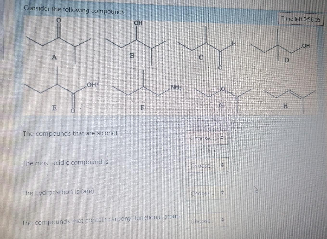 Solved Consider the following compounds Time left 0:56:05 OH | Chegg.com