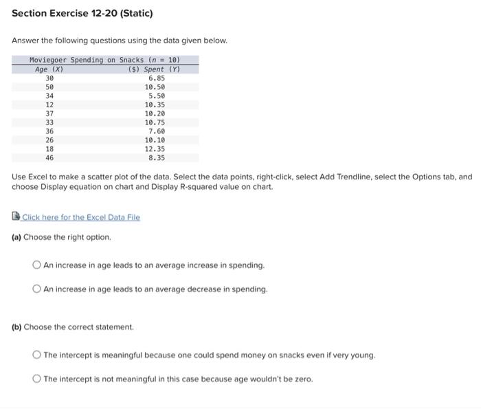 Solved Section Exercise 12-20 (Static) Answer the following | Chegg.com