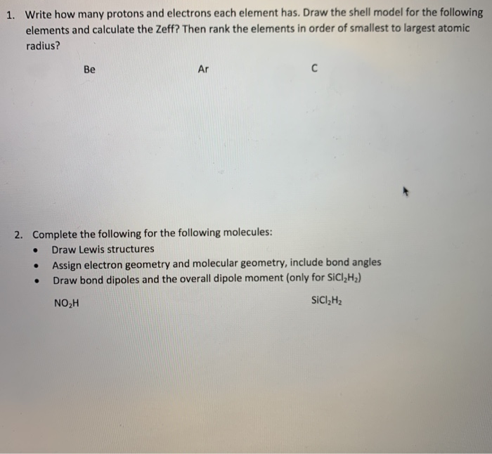 Solved 1. Write how many protons and electrons each element | Chegg.com