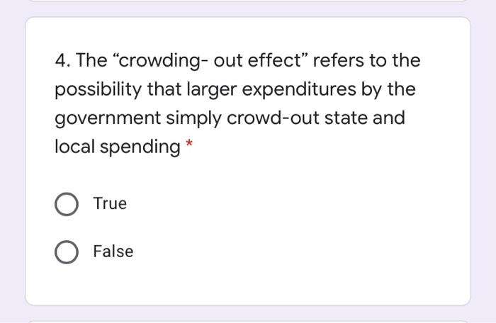 Solved 4. The “crowding-out effect” refers to the | Chegg.com