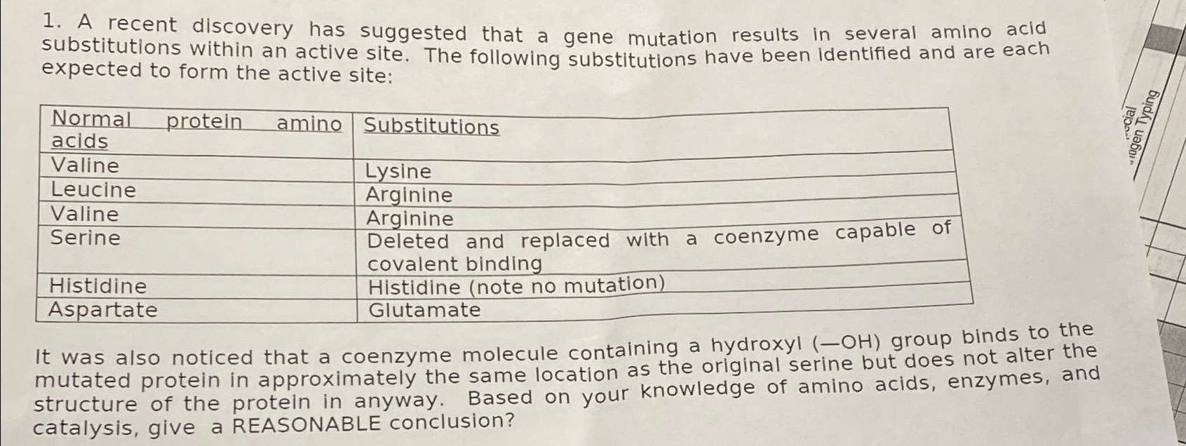 Solved A recent discovery has suggested that a gene mutation | Chegg.com