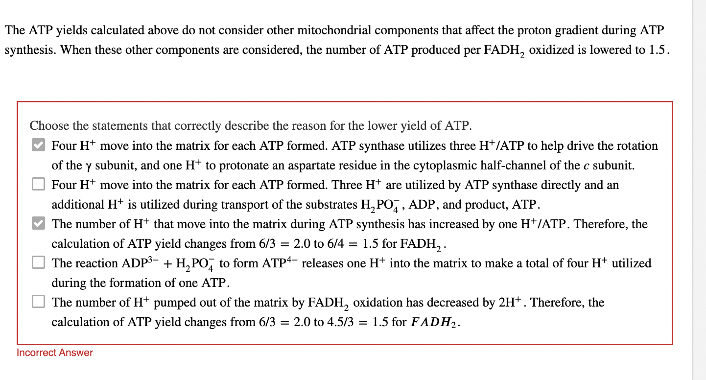 Solved The ATP yields calculated above do ﻿not consider | Chegg.com