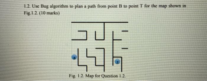 Solved 1.2. Use Bug algorithm to plan a path from point B to | Chegg.com