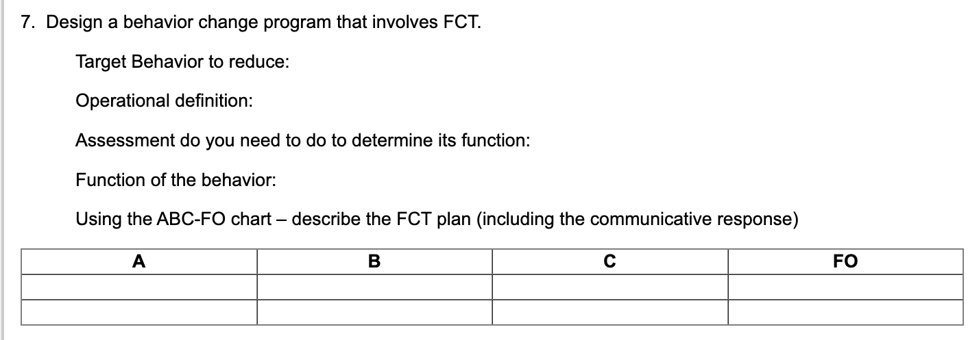 Solved Design a behavior change program that involves | Chegg.com