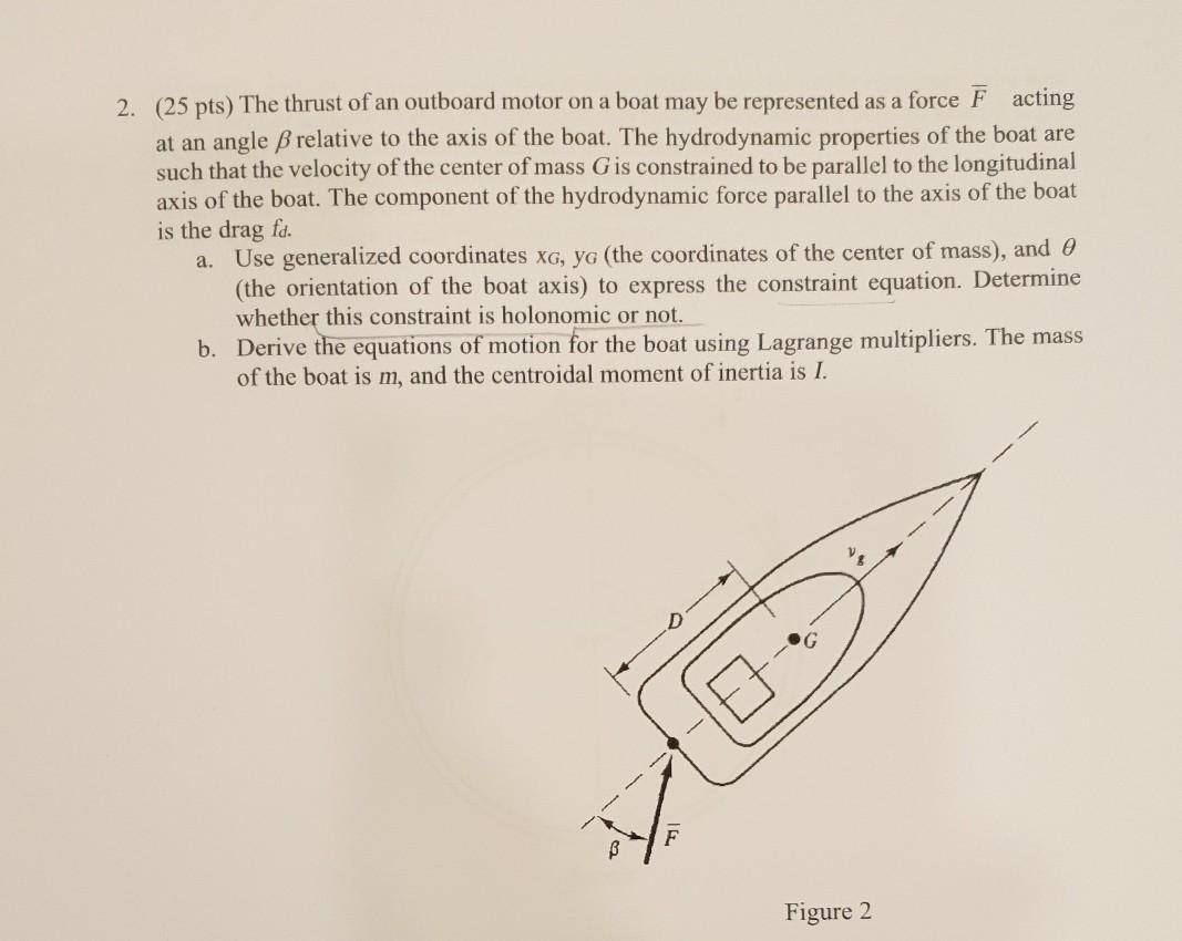 Solved 2. (25 pts) The thrust of an outboard motor on a boat | Chegg.com