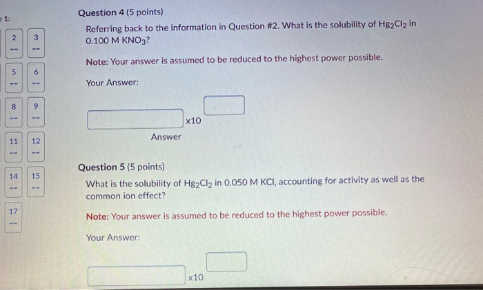 Solved Question 2 (5 points) Hg2Cl2 is an insoluble compound | Chegg.com