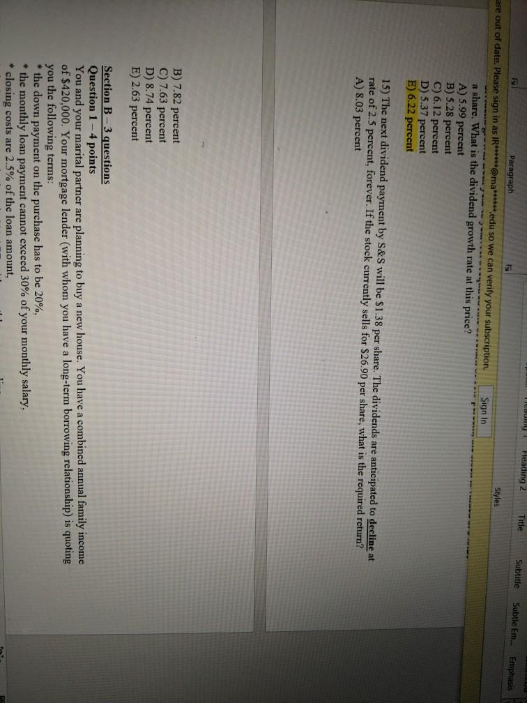 Solved Heading 2 Title Subtitle Subtle Em.. Emphasis Styles | Chegg.com