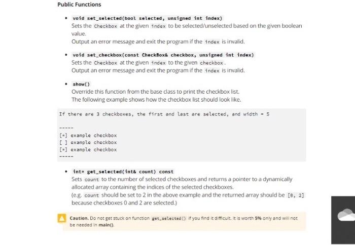 Public Functions • void set_selected(bool selected, | Chegg.com